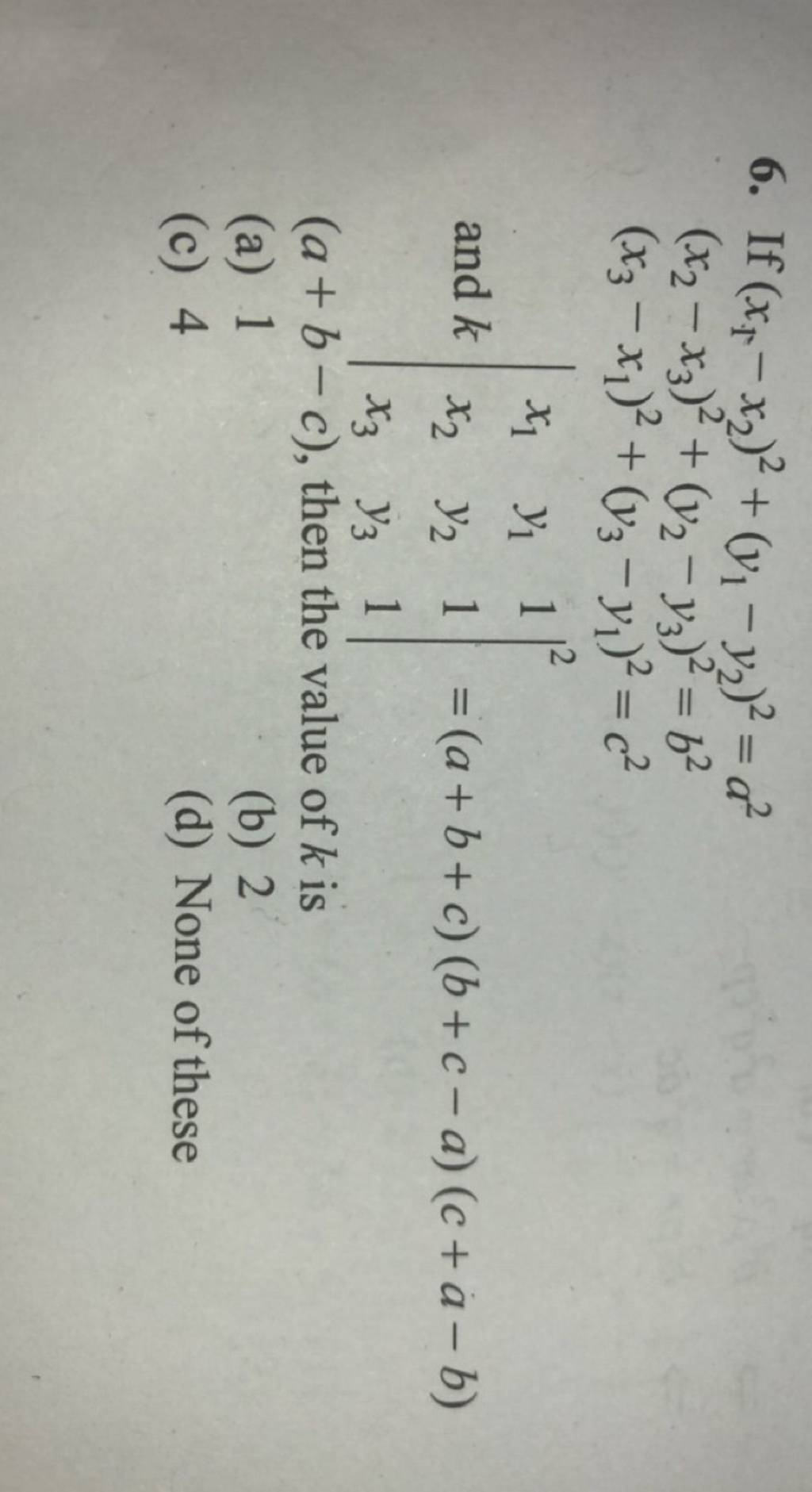 If x1 x2 2 y1 y2 2 a2 x2 x3 2 y2 y3 2 b2 x3 x1 2 y3 y1 2 