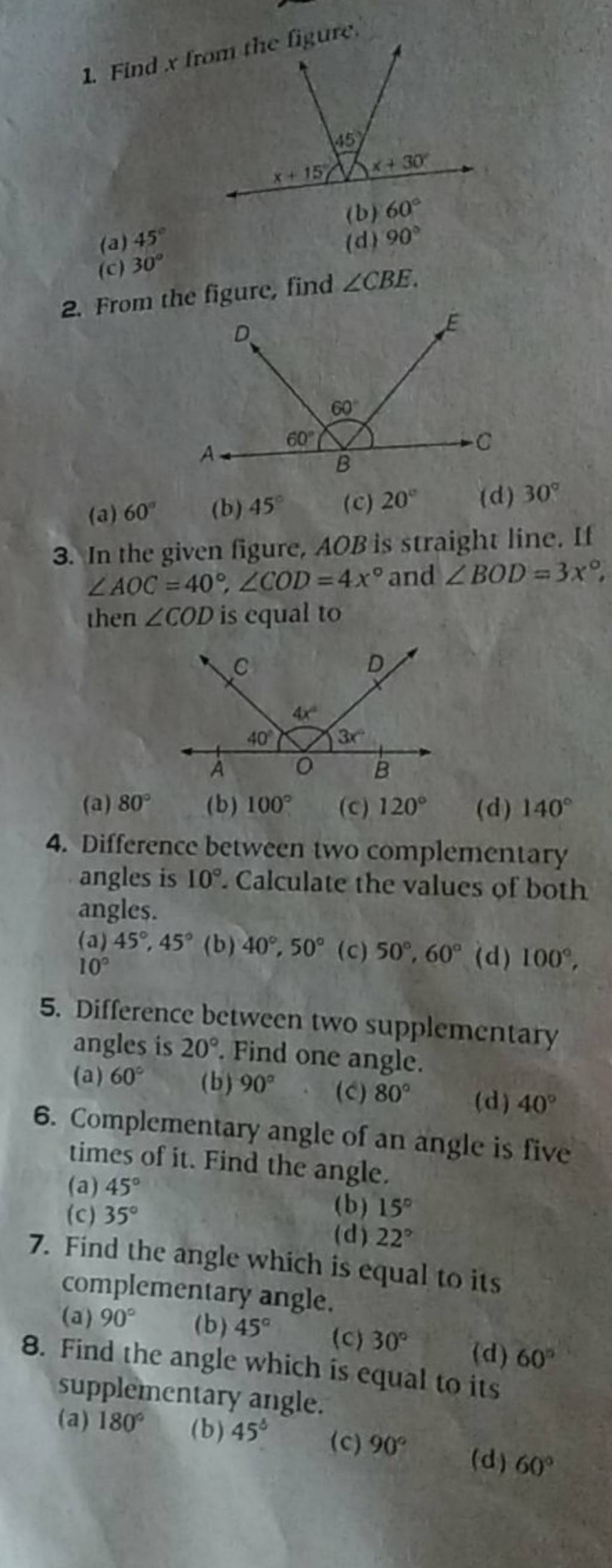 Difference between two complementary angles is 10∘. Calculate the values