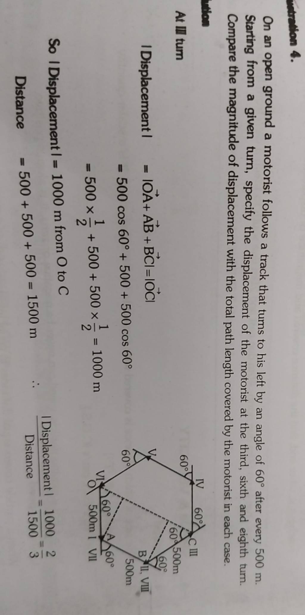 On an open ground a motorist follows a track that turns to his left by an..