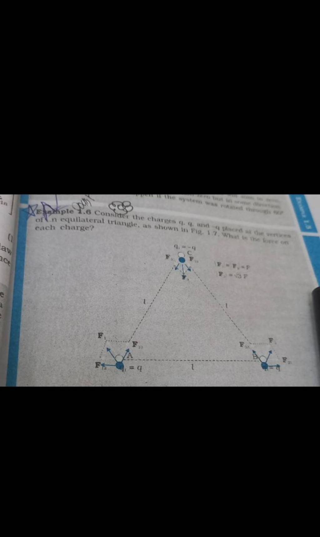 In aw ce 1.6 Consider the charges q. q. and -q placed at de vertices on e.. In aw ce 1.6 Consider the charges q. q. and -q placed at de vertices on e..