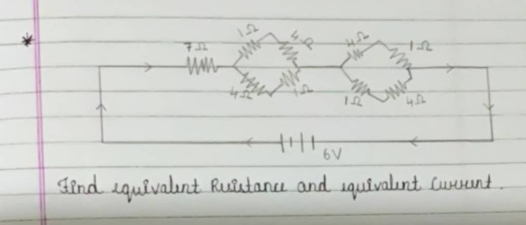 Find equivalent Resistance and equivalent Current. | Filo