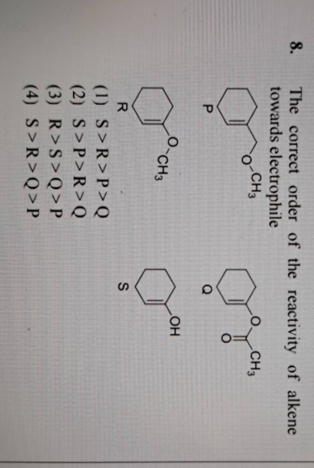 The Correct Order Of The Reactivity Of Alkene Towards Electrophile Cocc1