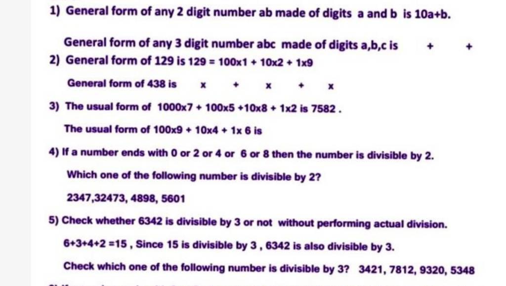 1) General form of any 2 digit number ab made of digits a and b is 10a+b...