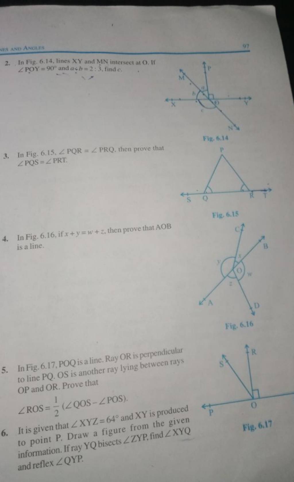 2 In Fig 6 14 Lines Xy And Mn Intersect At O If ∠poy 90∘ And A⩽b 2 3