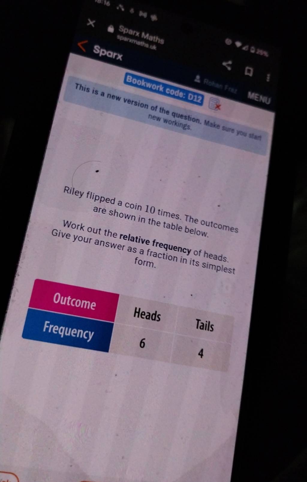 X — Sparx Sparx Maths sparkmaths.uk Bookwork code: D12 This is a new vers..