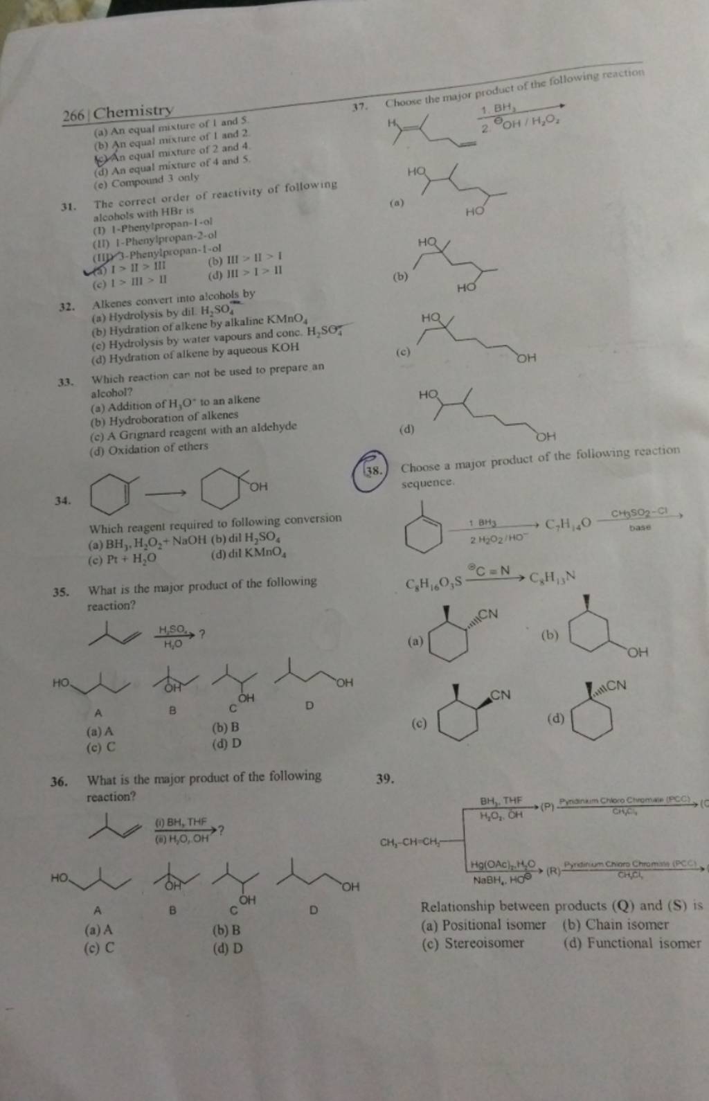 Alkenes convert into alcohols by | Filo Alkenes convert into alcohols by | Filo