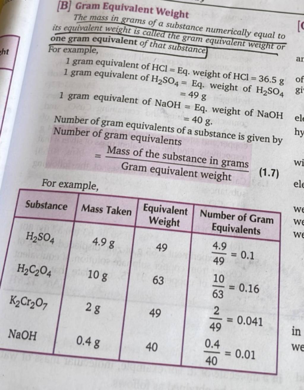 B Gram Equivalent Weight The Mass In Grams Of A Substance Numerically E 