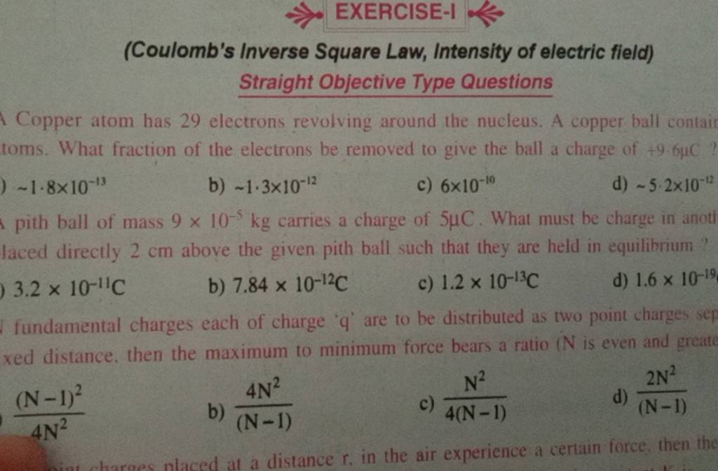 (Coulomb's Inverse Square Law, Intensity of electric field) Straight Obje..