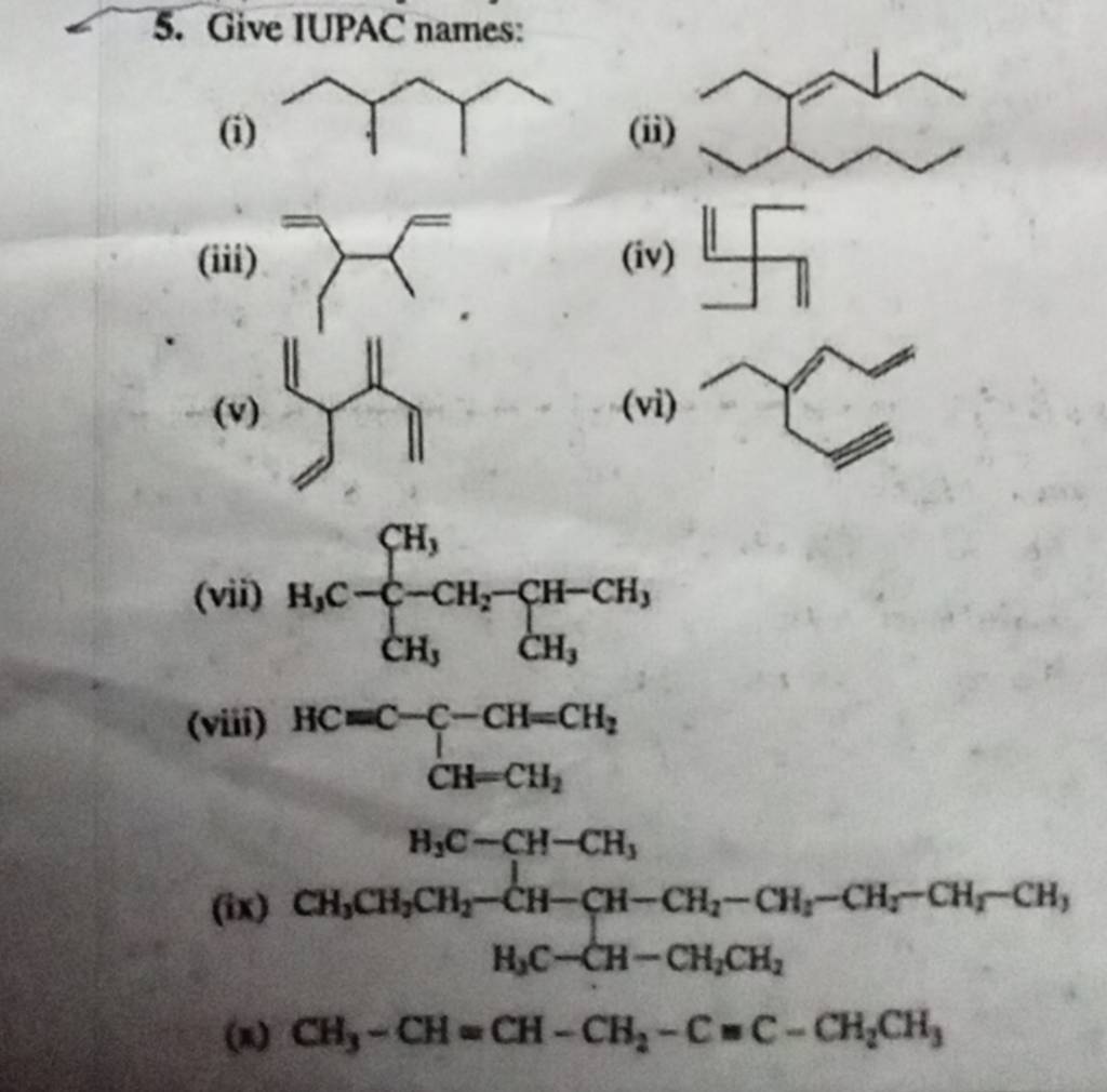 5 Give Iupac Names I Ccc C Cc C Cc Ii Ccccc Cc C C C C Cc Cc Iii