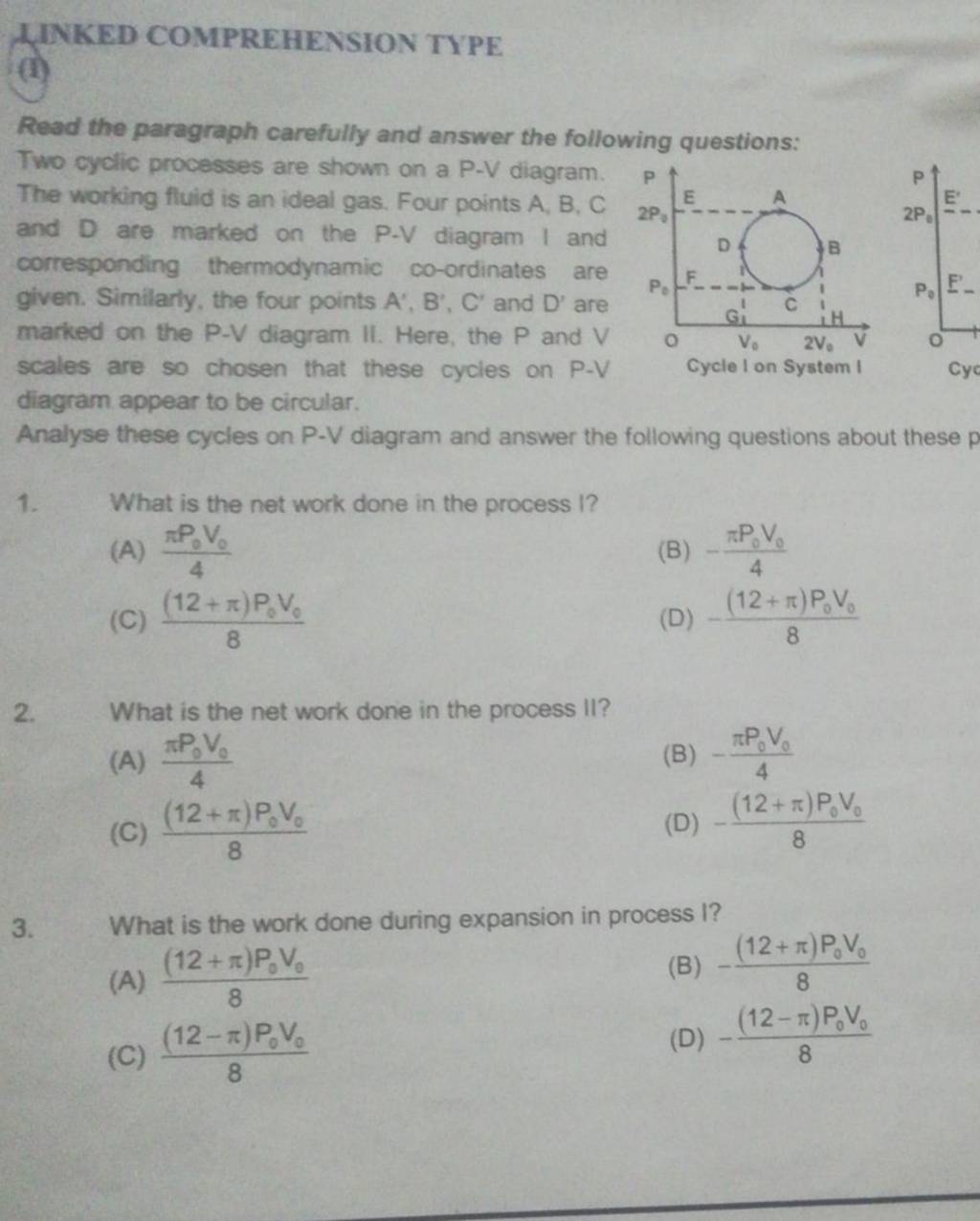 What is the work done during expansion in process I? | Filo