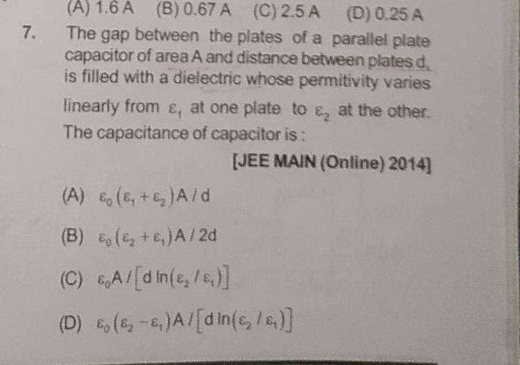 The gap between the plates of a parallel plate capacitor of area A and di..