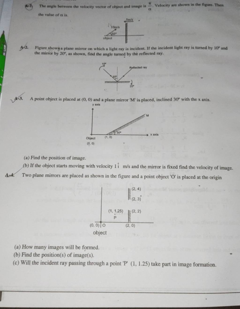 17 The Angle Between The Velocity Vector Of Object And Image Is Aπ Ve