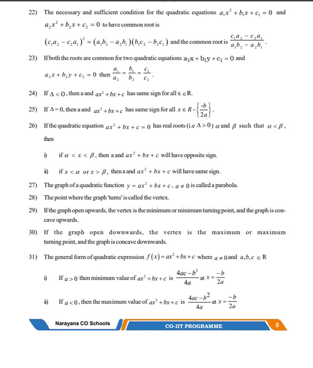 22 The Necessary And Sufficient Condition For The Quadratic Equations A1