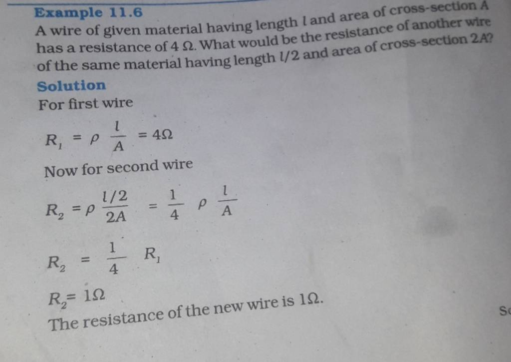 Example 11.6 A wire of given material having length l and area of cross-s..