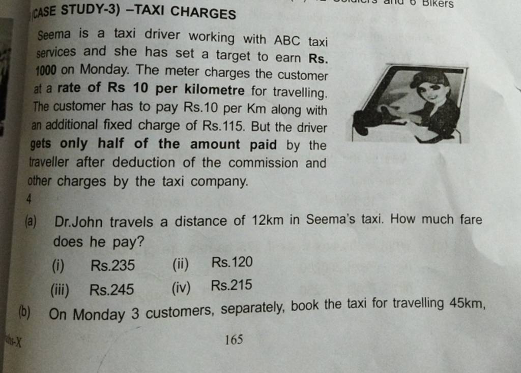 CASE STUDY-3) -TAXI CHARGES Seema is a taxi driver working with ABC taxi