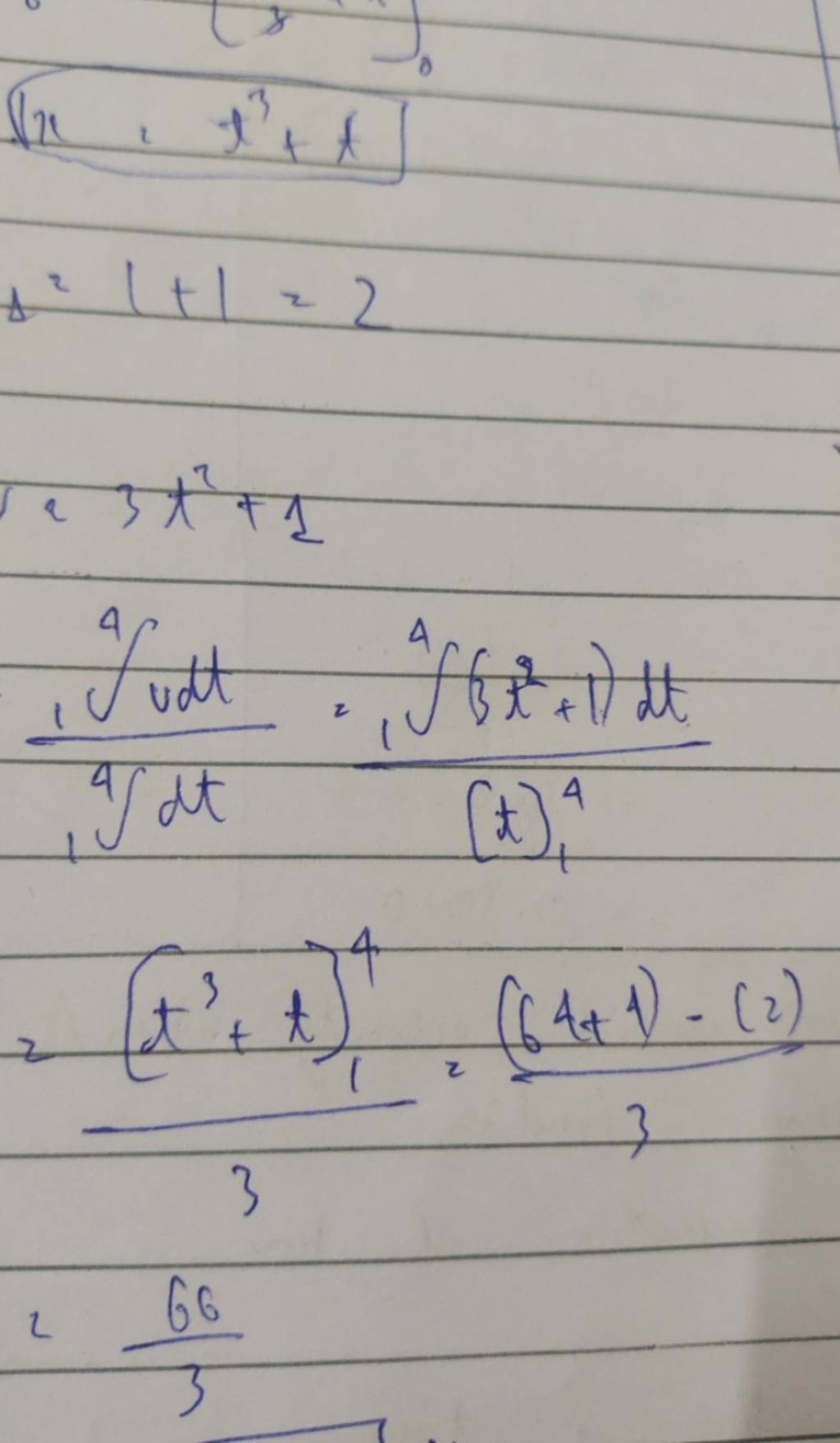 \frac{\int_{1}^{4} v d t}{\int_{1}^{4} d t}=\frac{\int_{1}^{4}\left(3 t^{..