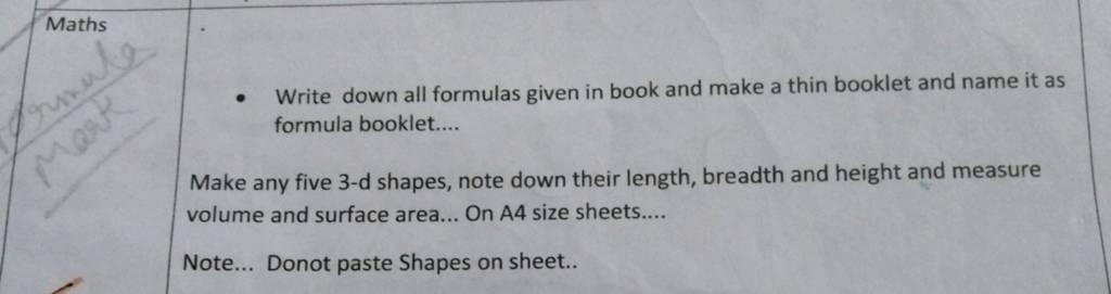 - Write down all formulas given in book and make a thin booklet and name