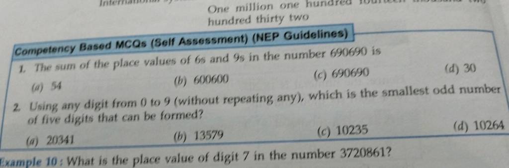 Competency Based MCQs (Self Assessment) (NEP Guidelines) 1. The sum of th..