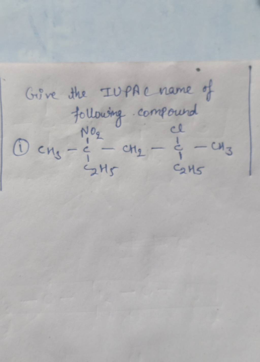 Give The Iupac Name Of Following Compound 1 Ccc C C Cc C Cc [n ] O [