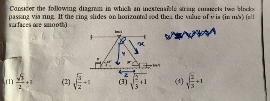 Consider the following diagram in which an inextensible string connects t..