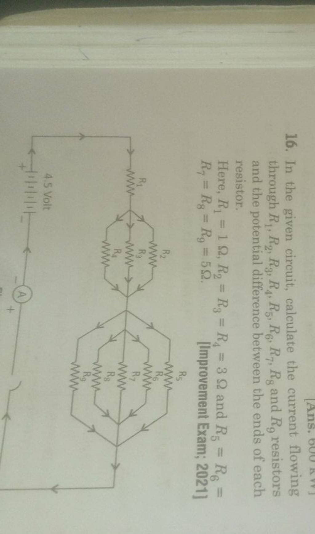 16 In The Given Circuit Calculate The Current Flowing Through R1 R2 R