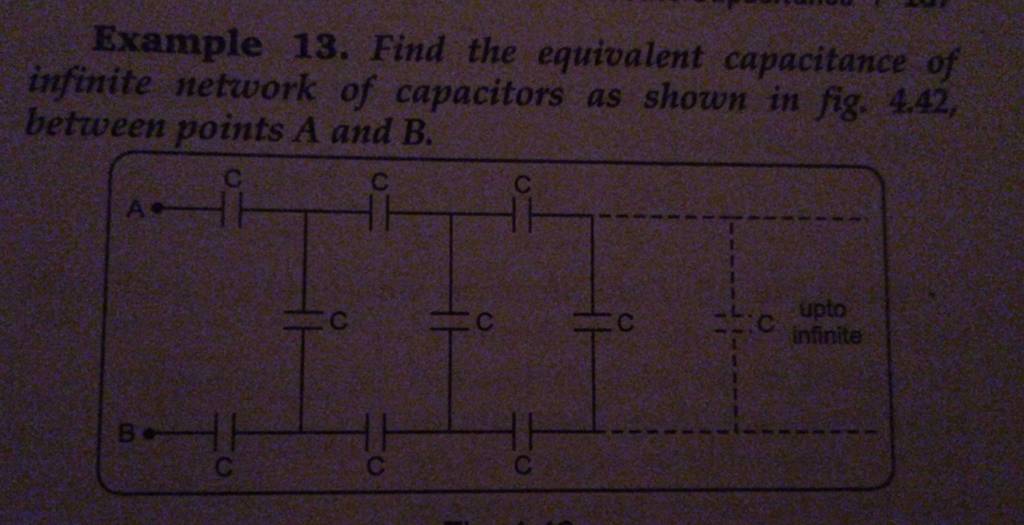Example 13. Find the equivalent capacitance of infinite network of capaci..