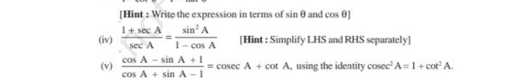 [hint Write The Expression In Terms Of Sinθ And Cosθ ] Iv Seca1 Seca
