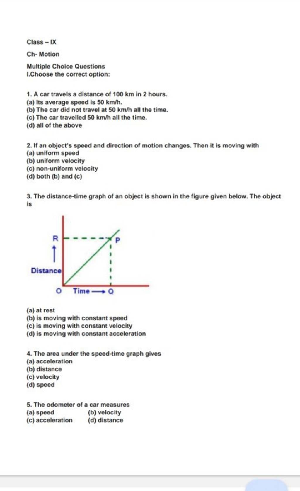 The distance-time graph of an object is shown in the figure given below.