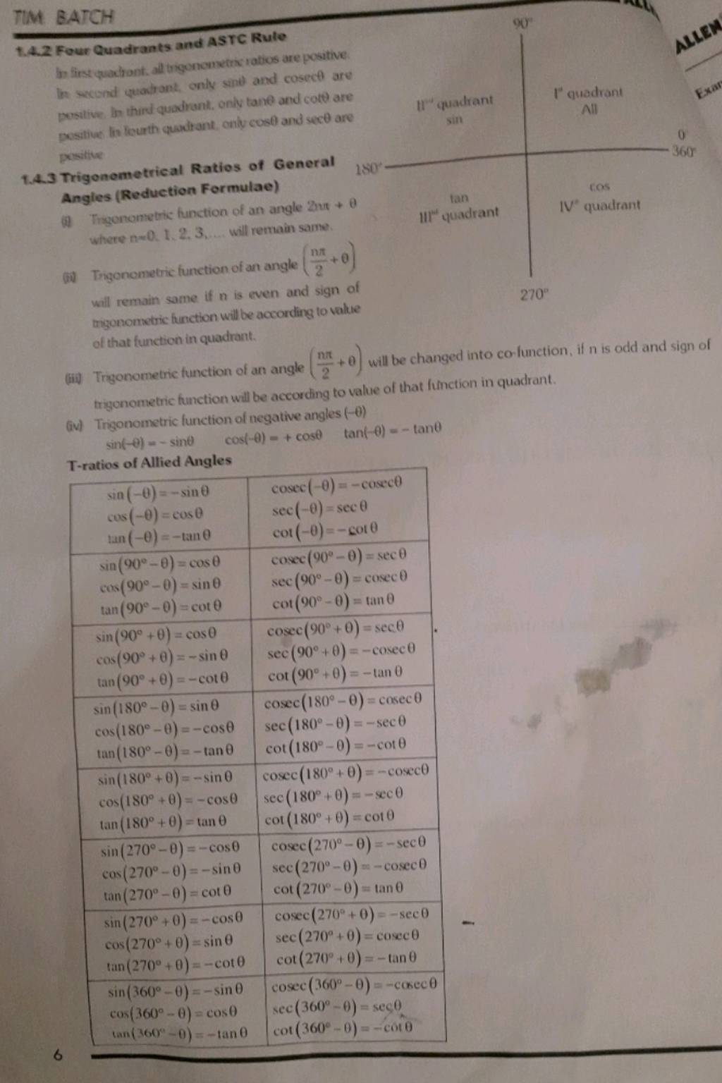 TIM BATCH 1.4.2 Four Quadrants and ASTC Rute ho first quachont all tigono..