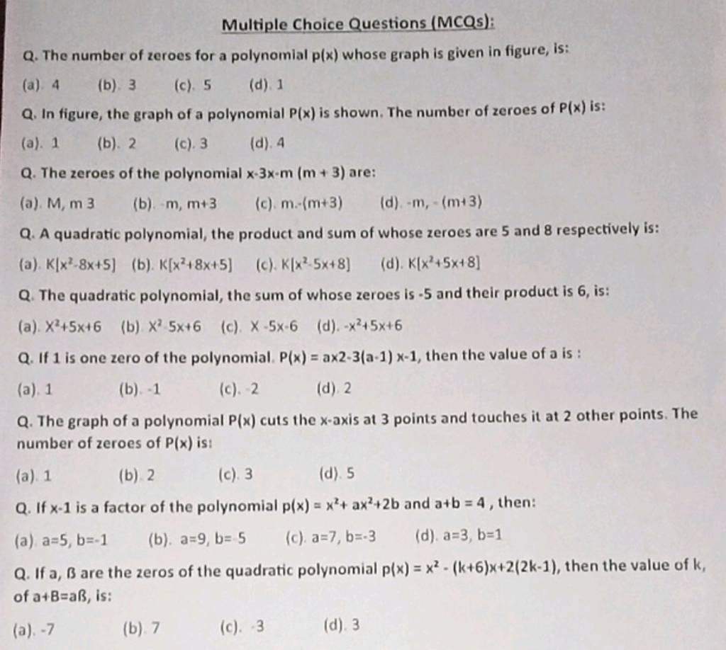In figure, the graph of a polynomial P(x) is shown. The number of zeroes