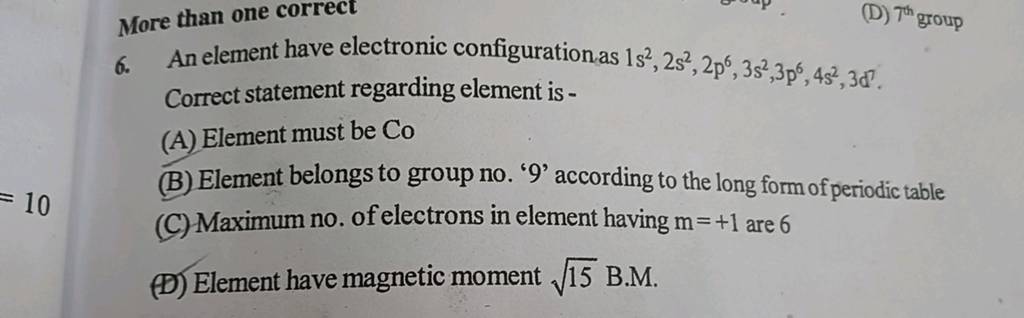 An Element Have Electronic Configuration As 1s2 2s2 2p6 3s2 3p6 4s2 3d7