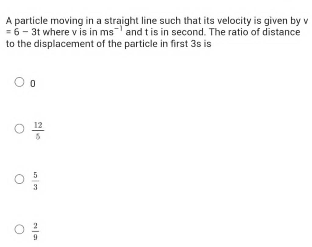 A particle moving in a straight line such that its velocity is given by v..