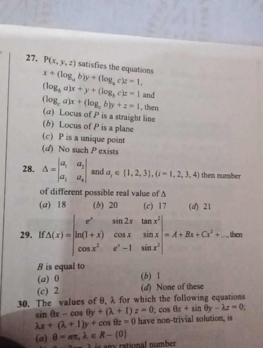 Δ=∣∣ a1 a3 a2 a4 ∣∣ and ai ∈{1,2,3},(i=1,2,3,4) then number of differe..