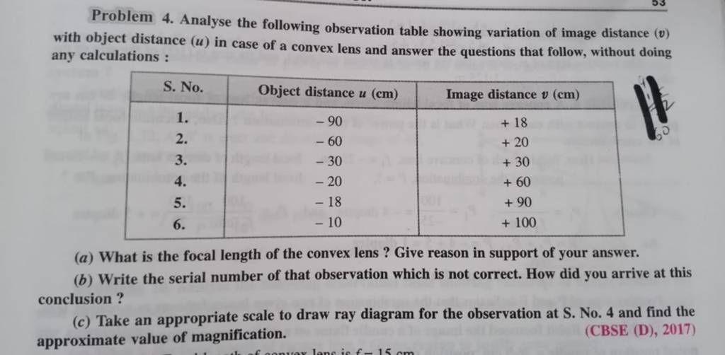 Problem 4. Analyse the following observation table showing variation of i.. Problem 4. Analyse the following observation table showing variation of i..
