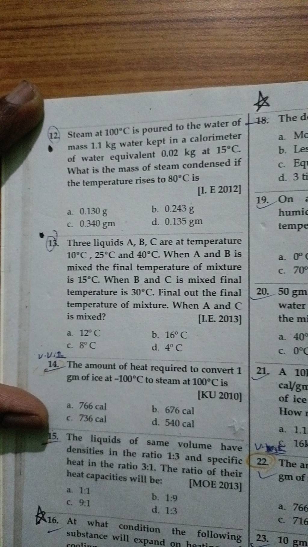 The liquids of same volume have densities in the ratio 1:3 and specific h..