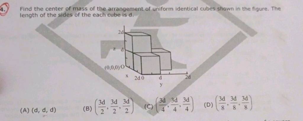 Find the center of mass of the arrangement of uniform identical cubes sho..