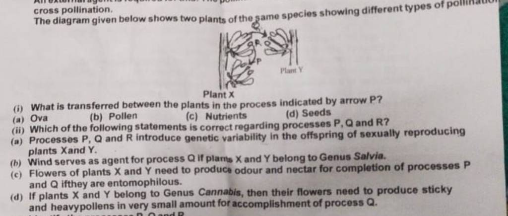 cross pollination. The diagram given below shows two plants of the same s..
