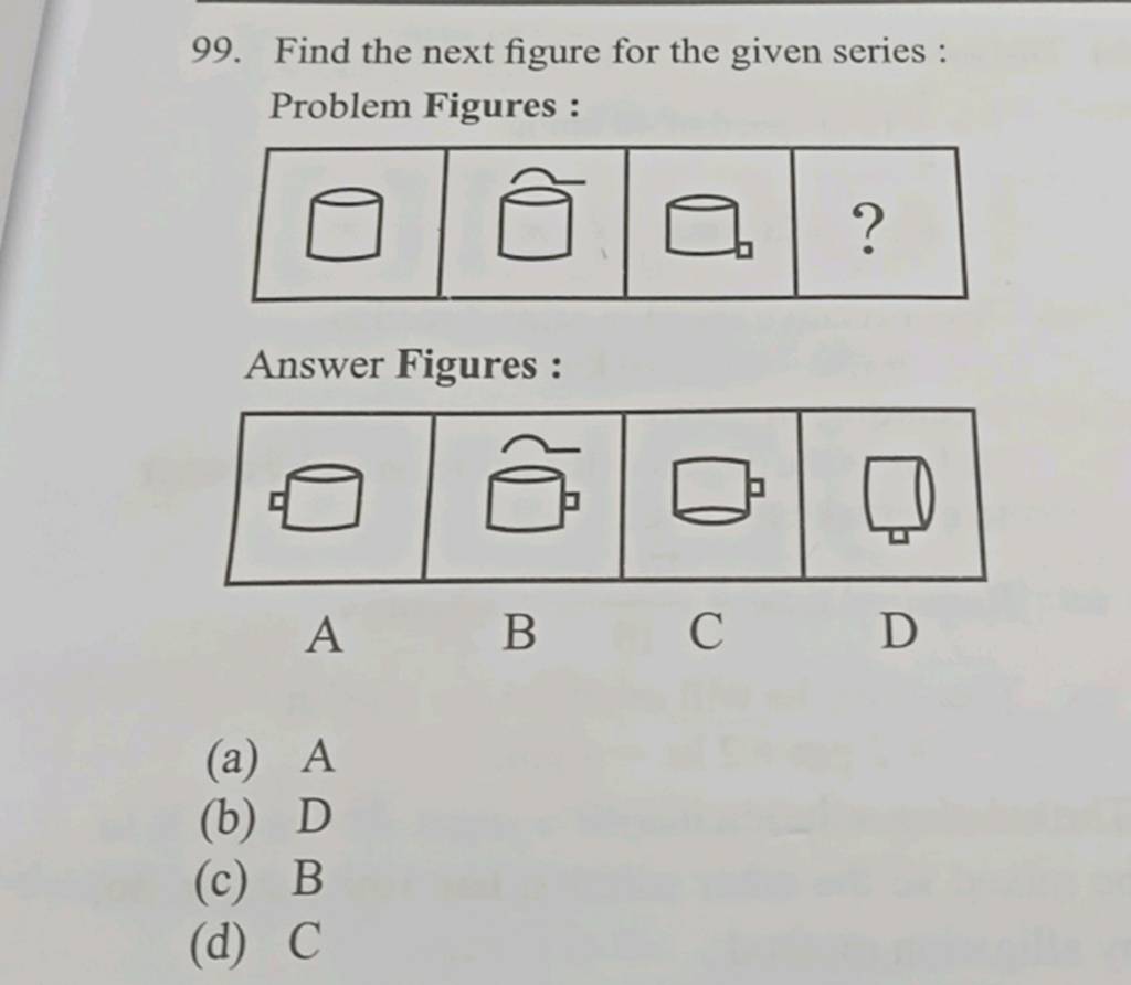 Find the next figure for the given series : Problem Figures : Answer Figu..