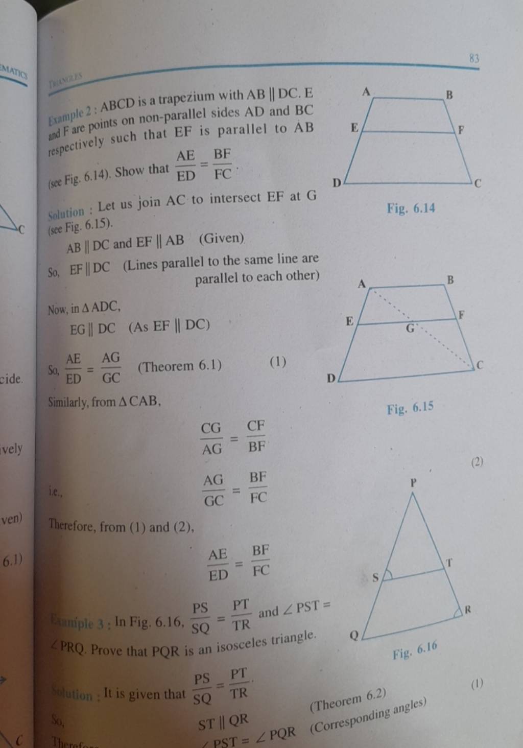 83 Example 2: ABCD is a trapezium with AB∥DC. E and F are points on non-p..