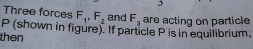 Three forces F1 ,F2 and F3 are acting on particle P (shown in figure).