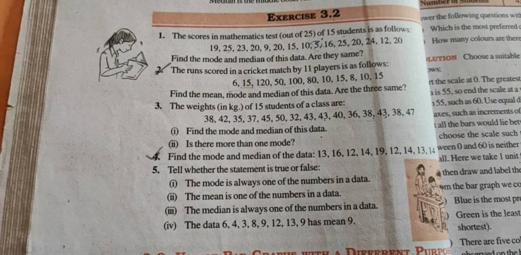 EXERCISE 3.2 1. The scores in mathematics test (out of 25 ) of 15 student..