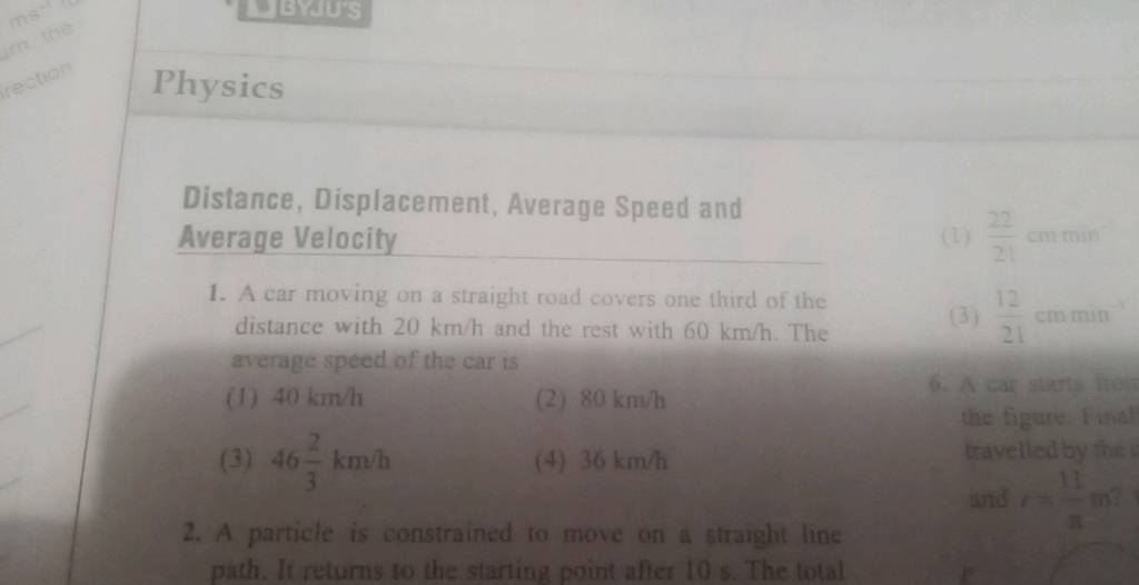 Physics Distance, Displacement, Average Speed and Average Velocity (1) 21..