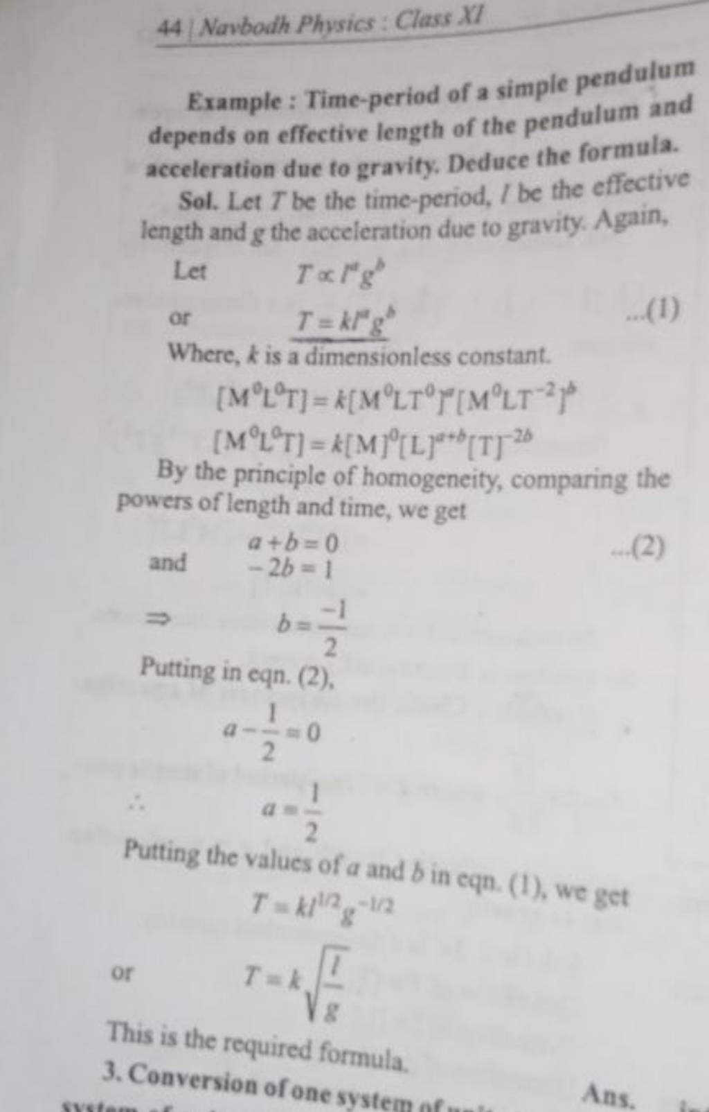 44 Navbodh Physics: Class XI Example : Time-period of a simple pendulum d..