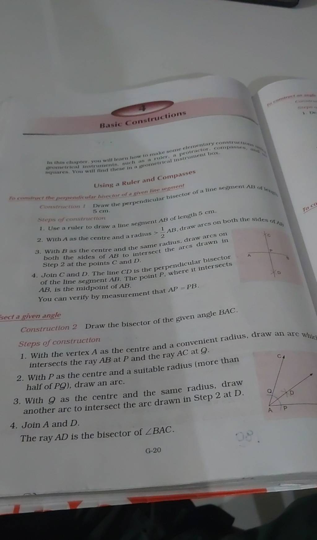 Basic Constructions Using a Ruler and Compasses To c.cometruct ithe perpe..