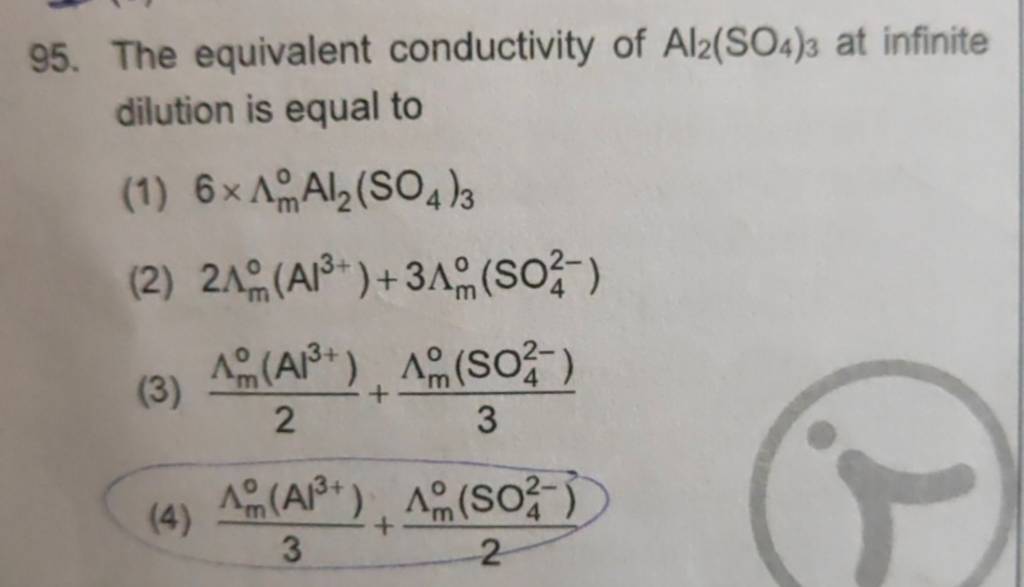 The equivalent conductivity of Al2 (SO4 )3 at infinite dilution is equal..