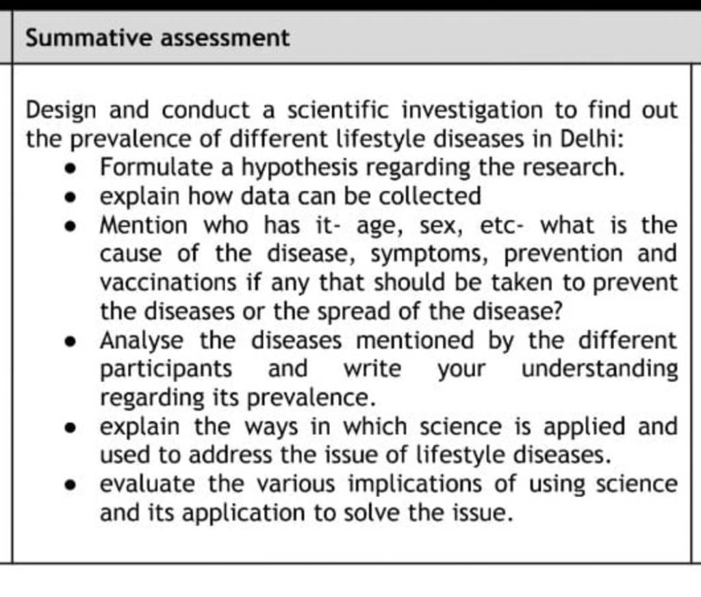 Summative assessment Design and conduct a scientific investigation to fin..