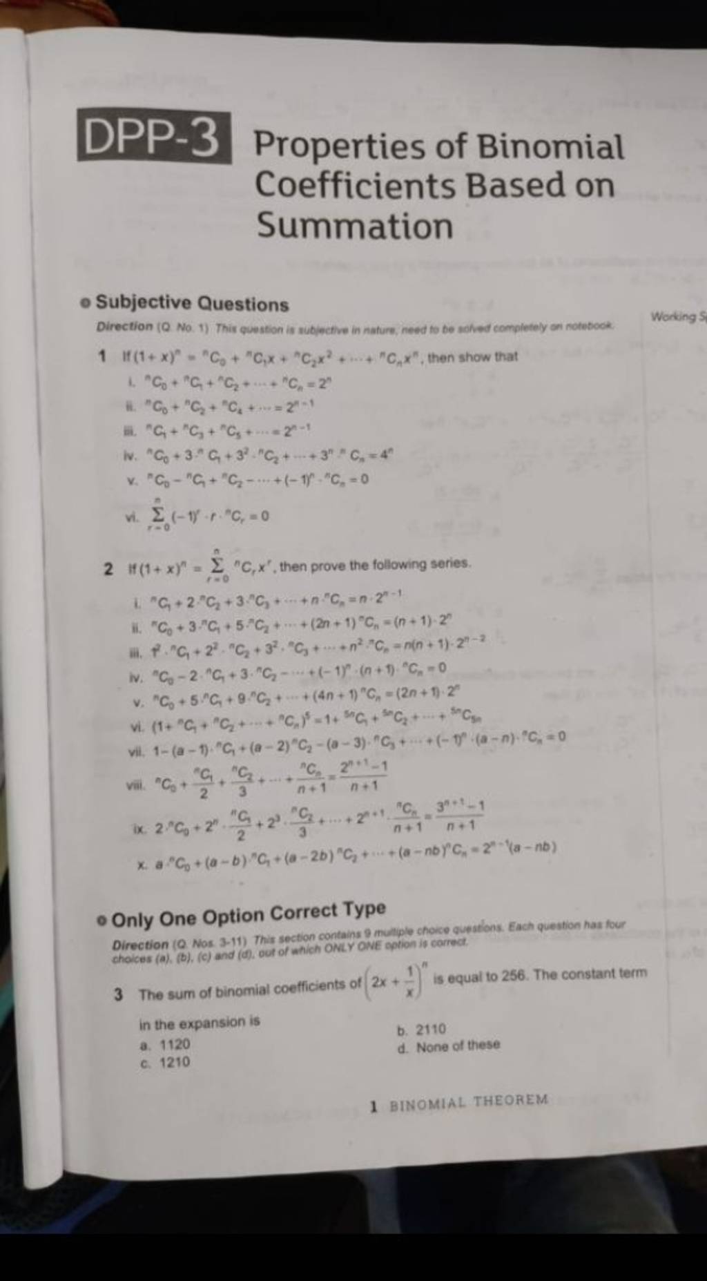 Properties of Binomial Coefficients Based on Summation - Subjective Quest.. Properties of Binomial Coefficients Based on Summation - Subjective Quest..
