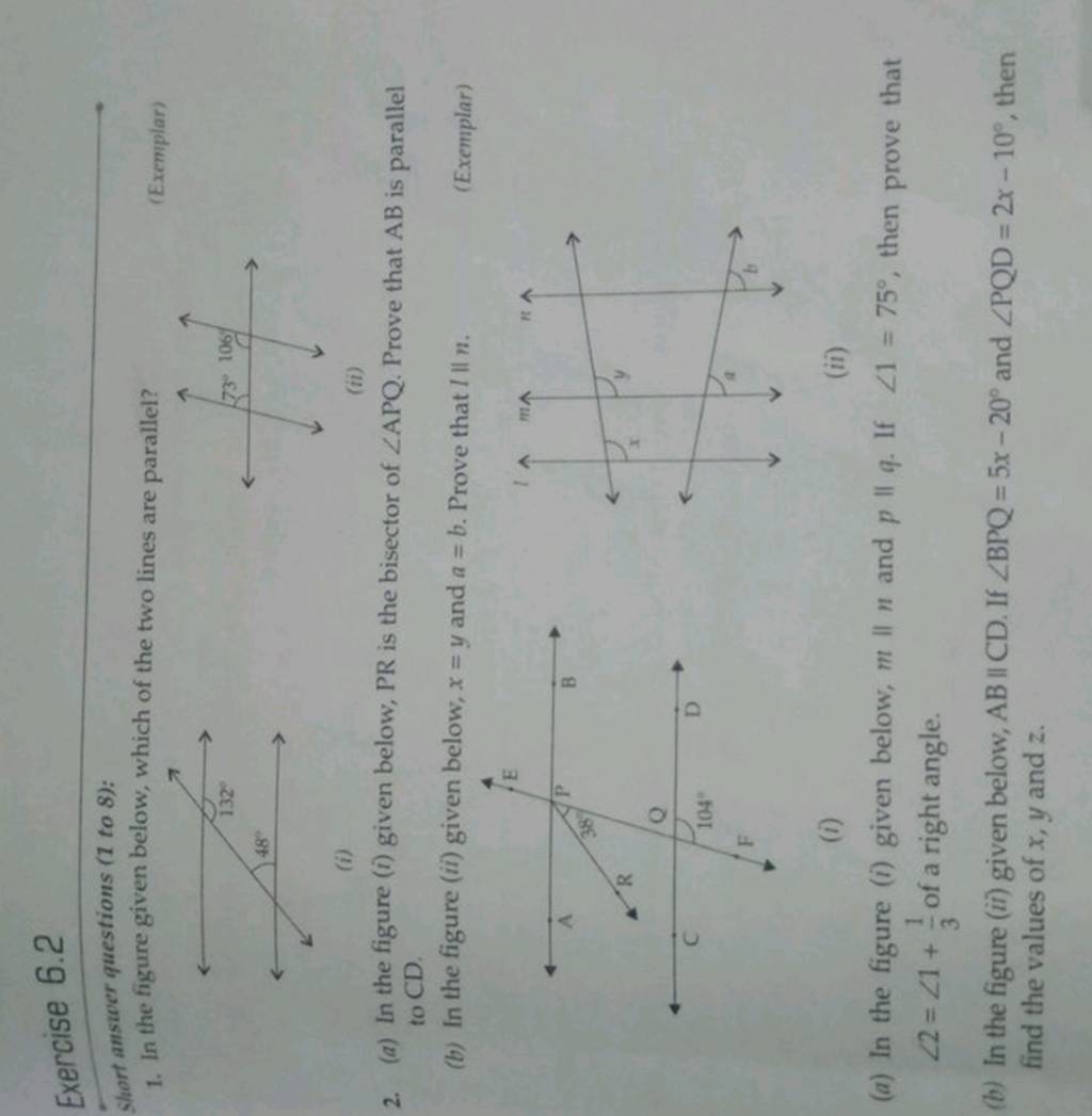 Exercise 6.2 short answer questions ( 1 to 8 ): 1. In the figure given be..