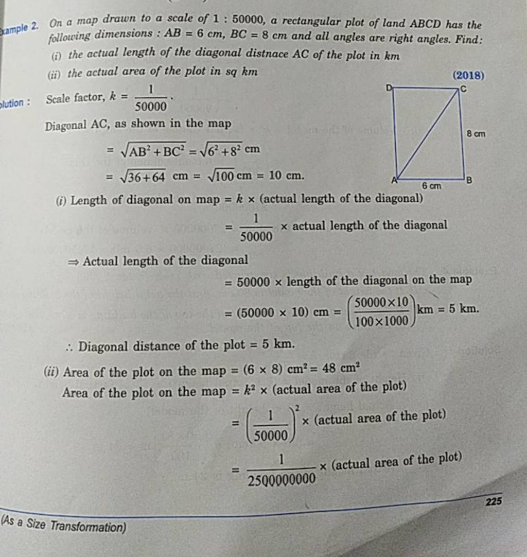 2. On a map drawn to a scale of 1:50000, a rectangular plot of land ABCD