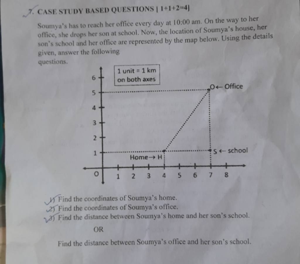 7. CASE STUDY BASED QUESTIONS [1+1+2=4] Soumya's has to reach her office